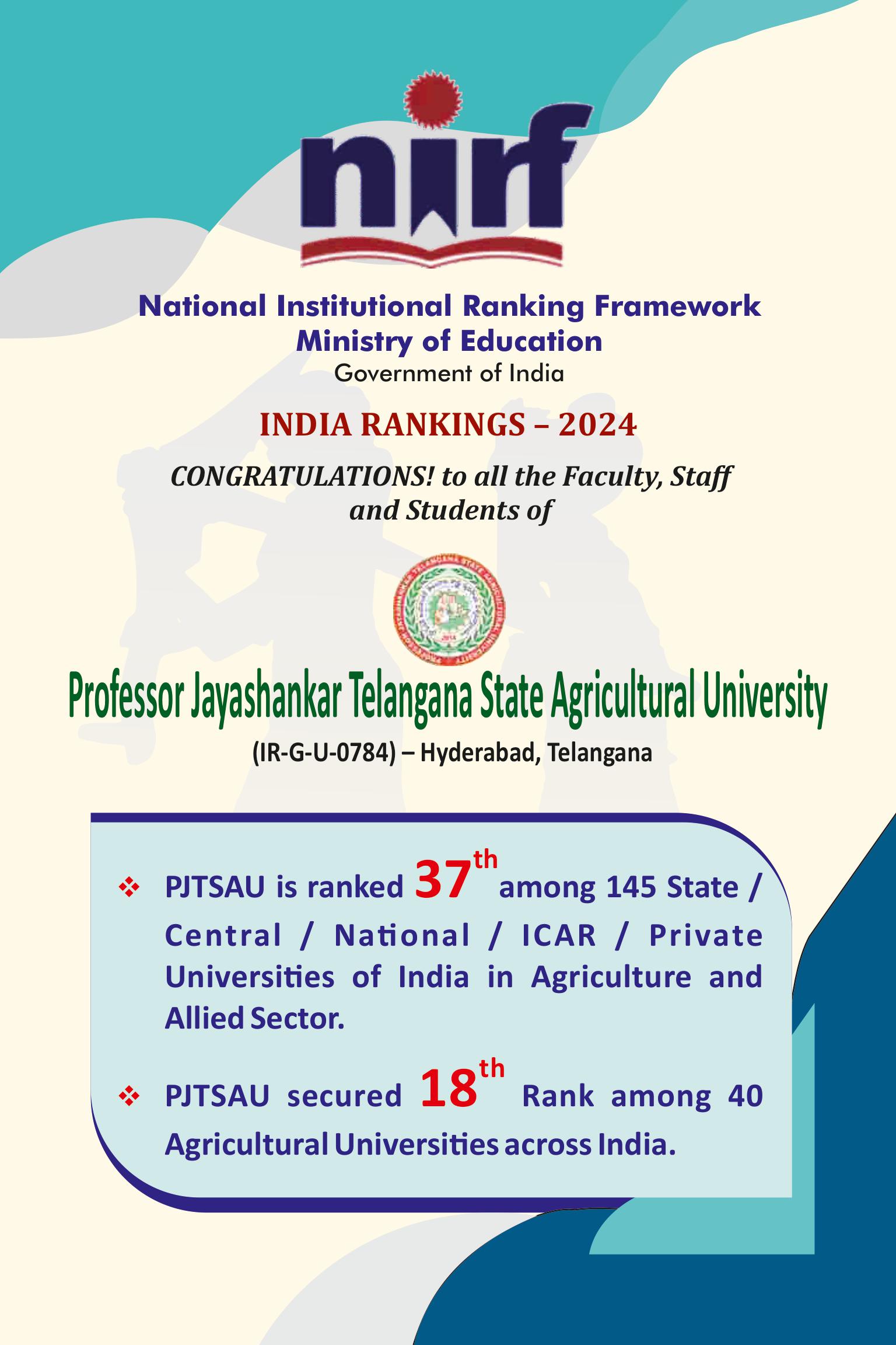 PROFESSOR JAYASHANKAR TELANGANA STATE AGRICULTURAL UNIVERSITY